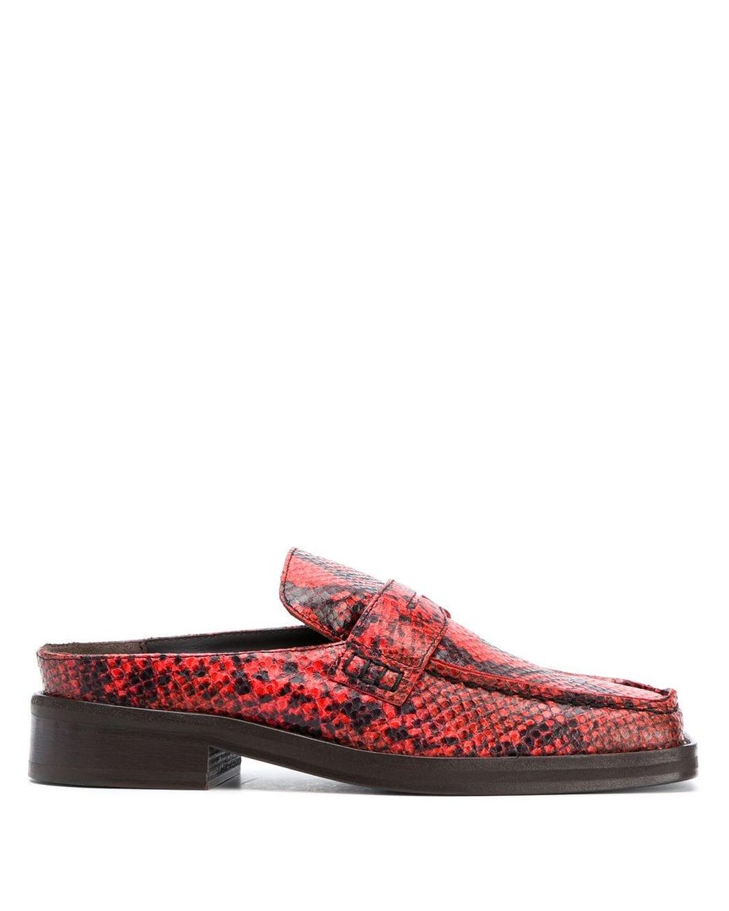 Martine Rose Leather Arches Snakeskin Print Mules in Red - Lyst