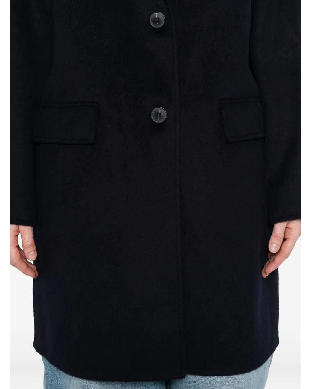 The Dynamis Studio Button-Fastening Coat in Black | Lyst