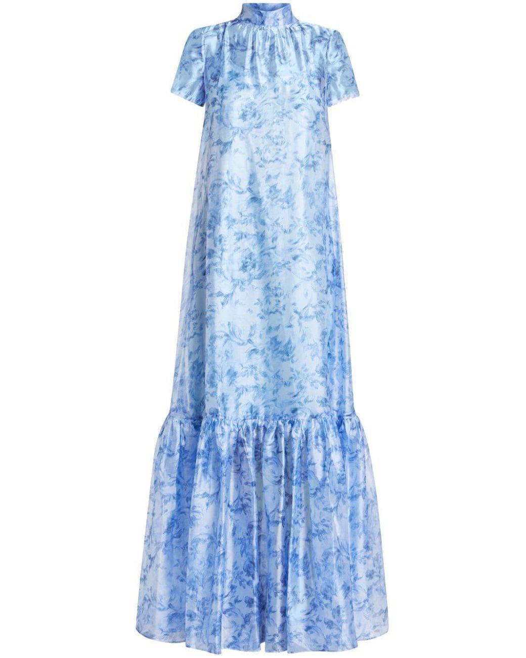 STAUD Calluna High-neck Gown in Blue | Lyst