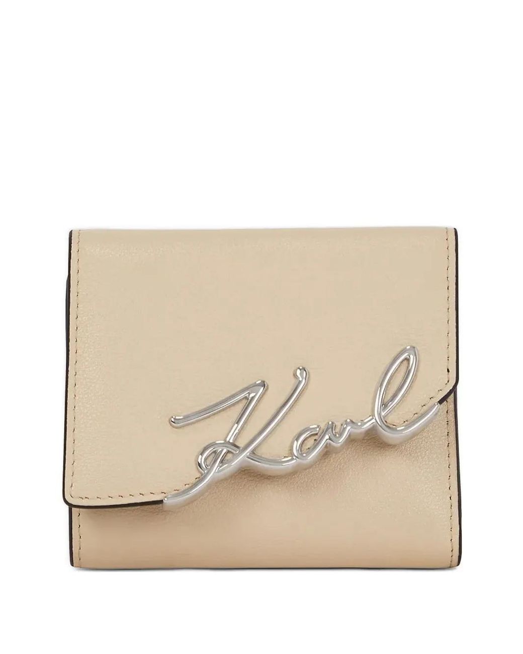 KARL LAGERFELD K/Signature Trifold Wallet in Natural | Lyst UK