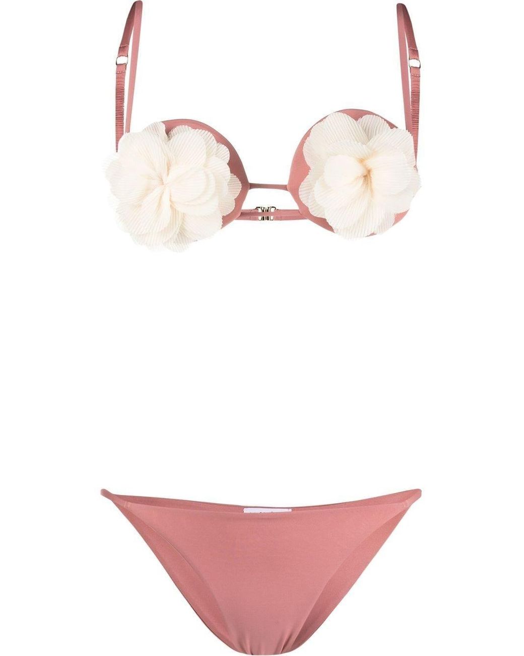 Larevêche Floral Appliqué Thong Bikini Lyst