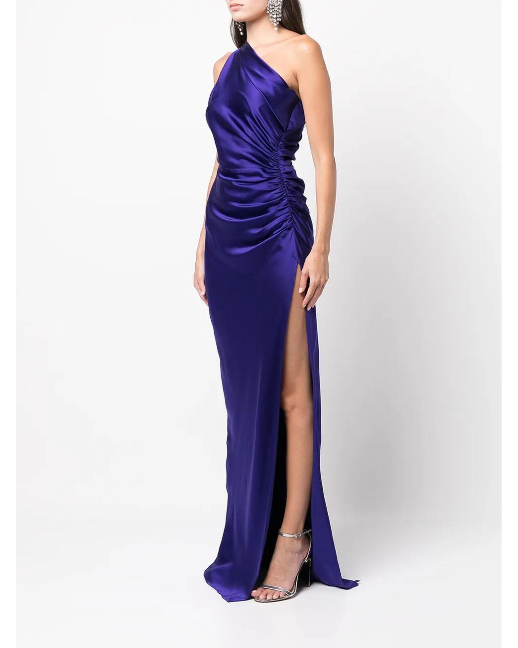 Michelle Mason Asym Gatherered Gown in Blue | Lyst