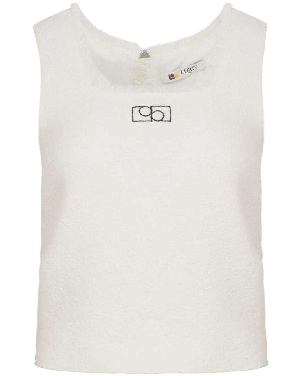 Ports 1961 Logo-Embroidered Tweed Top in White | Lyst