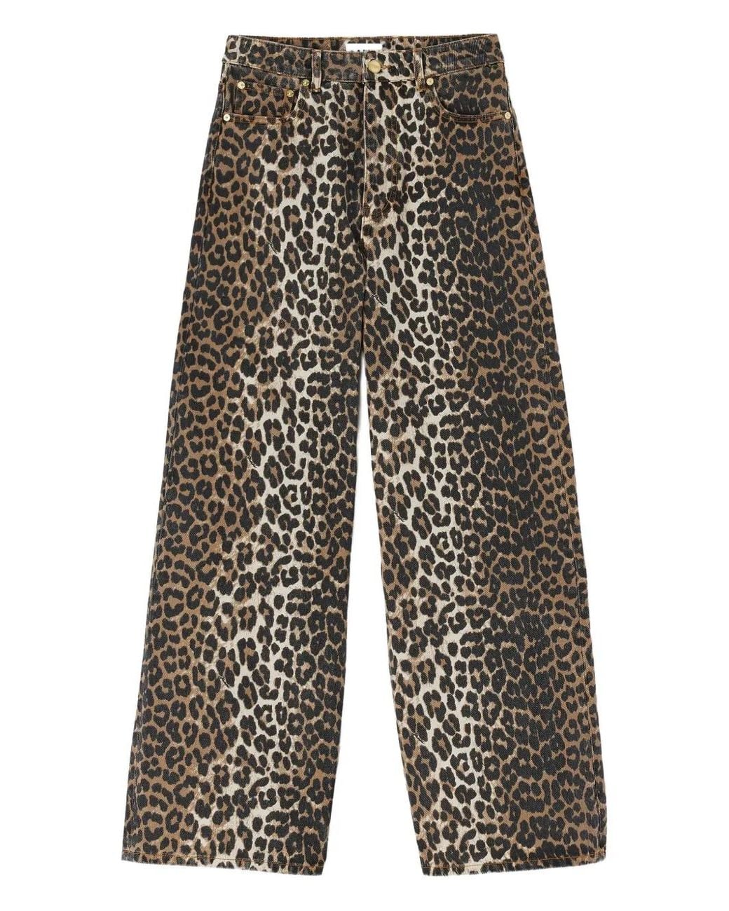 Ganni Leopard-print Denim in Grey | Lyst UK