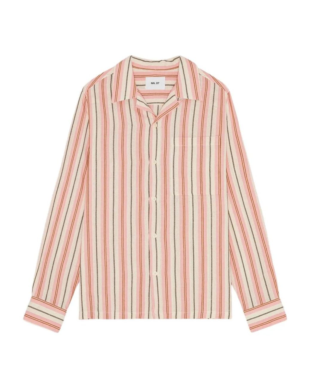 NN07 Striped Button-Up Shirt in Pink for Men | Lyst