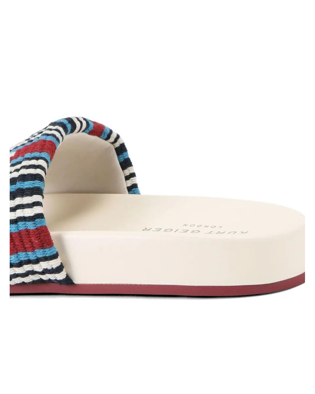 Kurt Geiger Striped-Pattern Logo-Embroidery Slides in White for Men ...