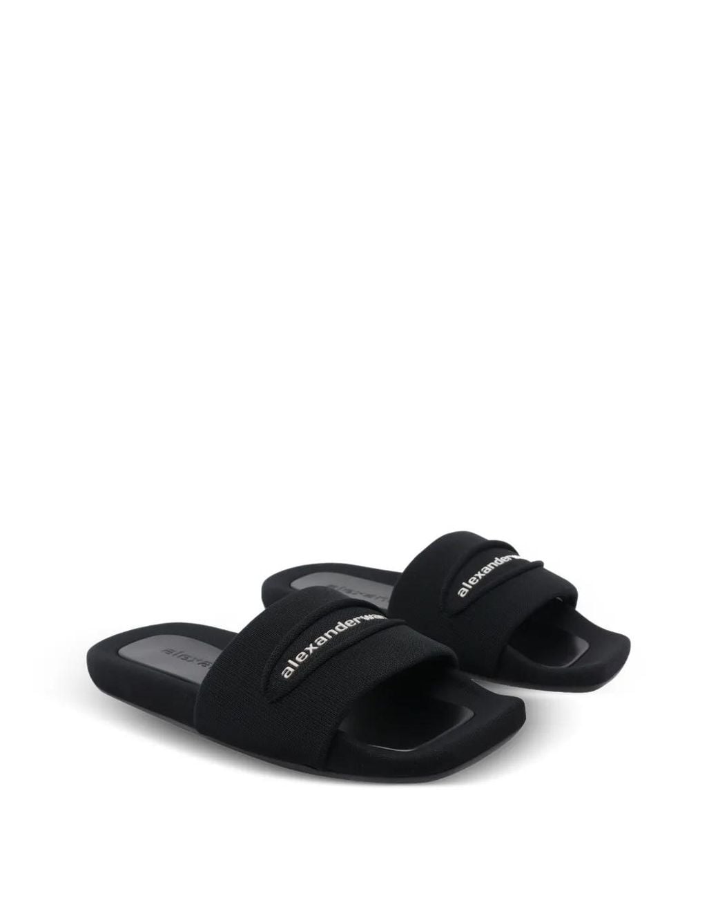 Alexander Wang Aw Slash Knit Pool Slide in Black | Lyst