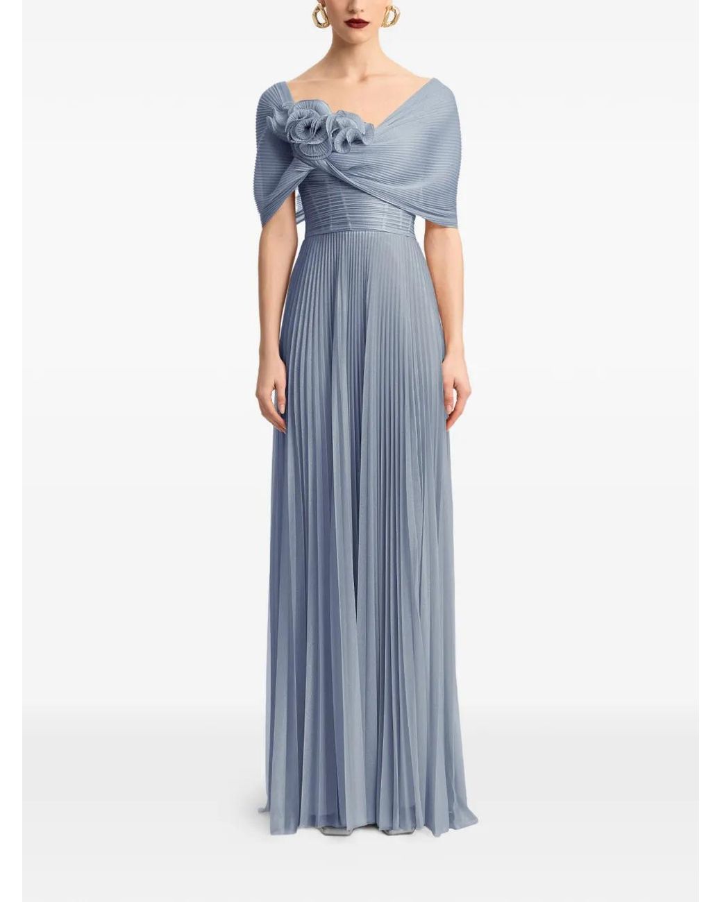 Gemy Maalouf Draped-Panel Gown in Blue | Lyst UK