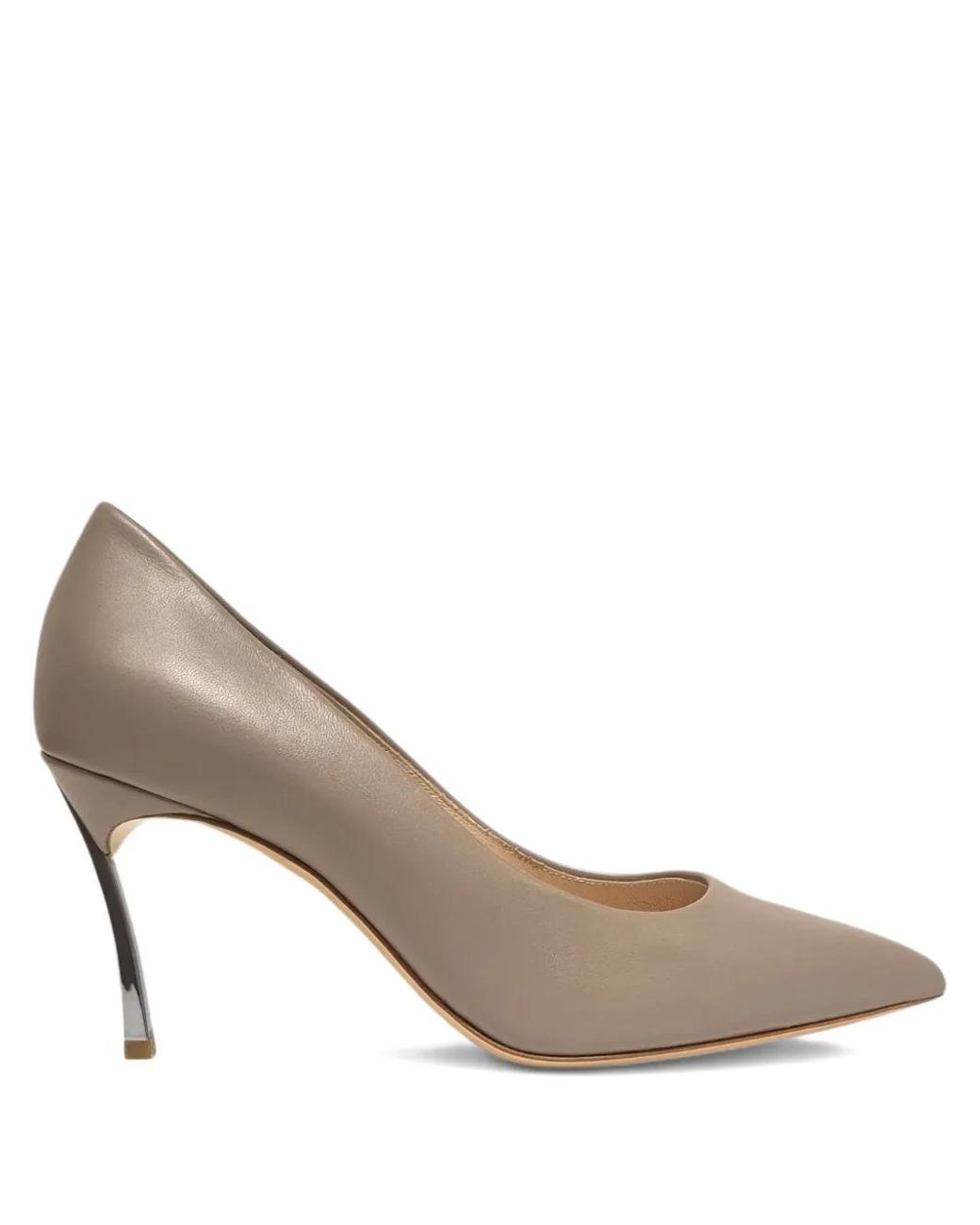 Casadei 80Mm Samurai Blade Pointed-Toe Metallic-Heel Pumps in White ...