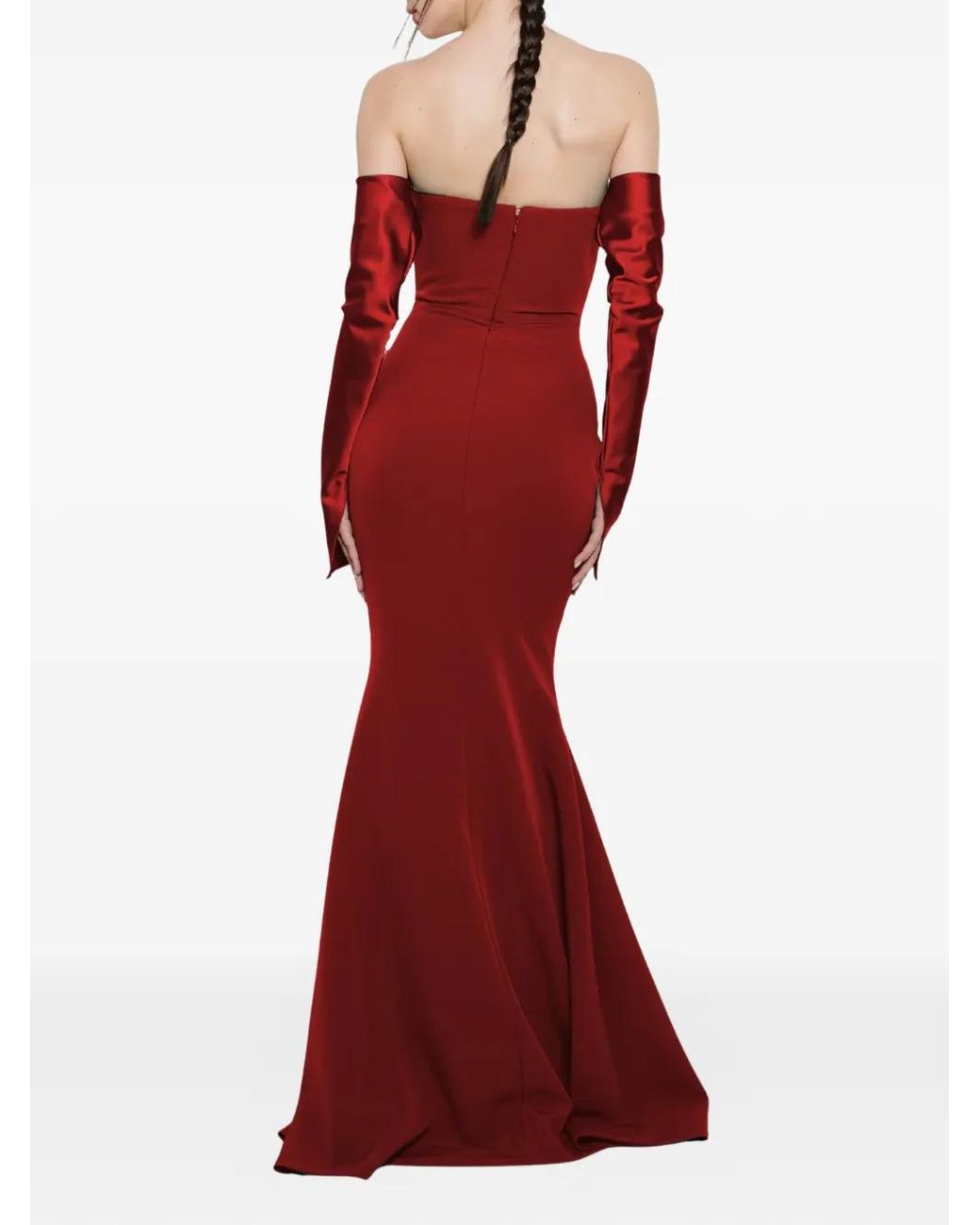 Rhea Costa Raven Off-Shoulder Maxi Dress in Red | Lyst