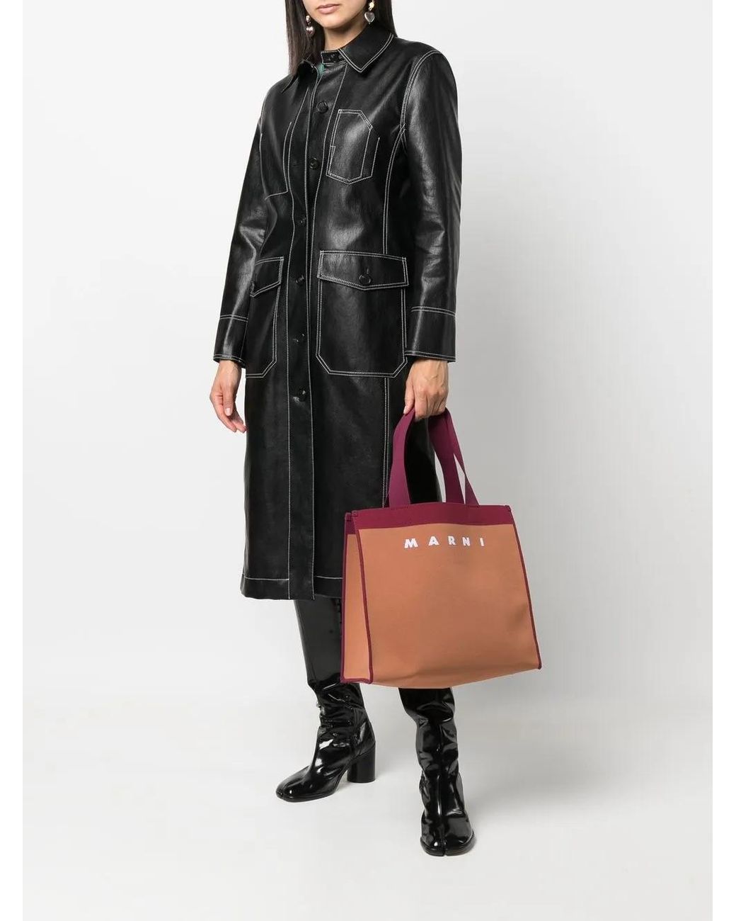 Marni Logo Print Tote Bag in Red | Lyst