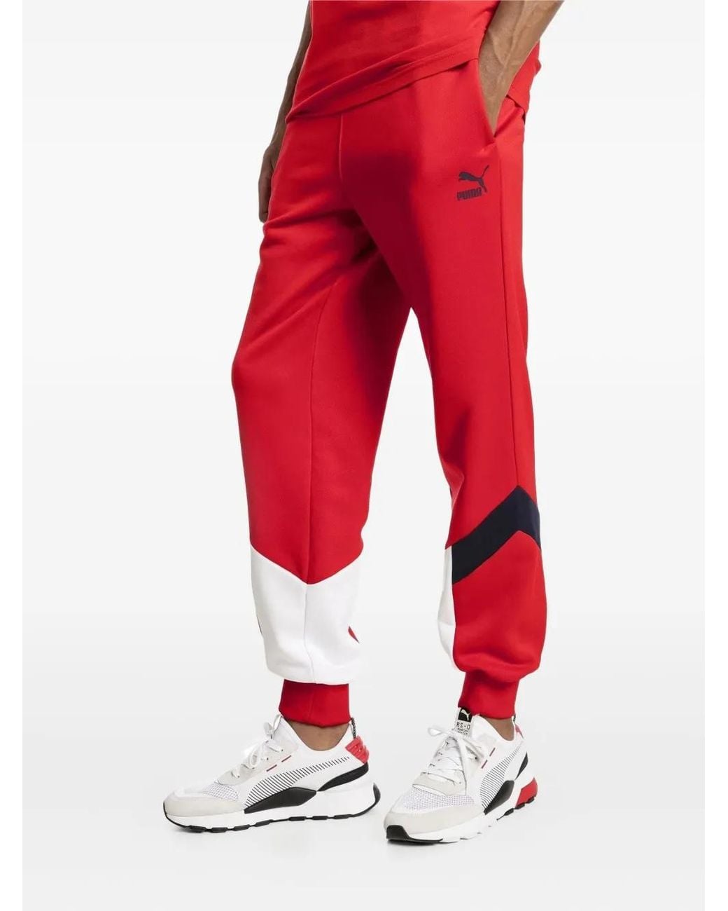 PUMA Iconic Mcs Colour-Block Track Pants in Red for Men | Lyst