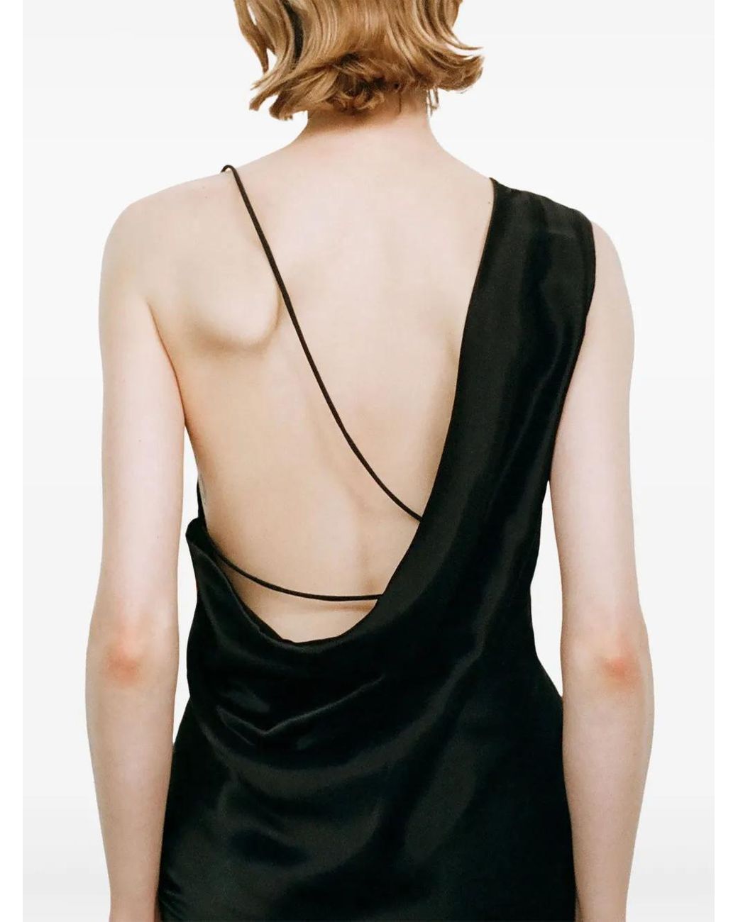 Paris Georgia Basics Minka Asymmetrical Draped Gown in Black | Lyst