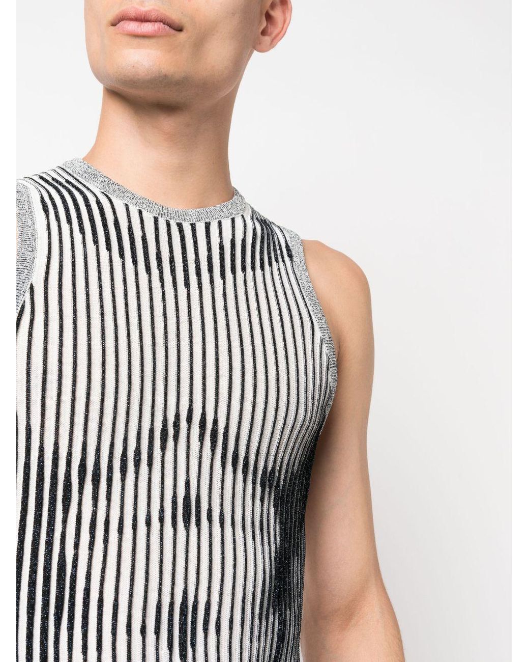 Jean Paul Gaultier Striped Sleeveless Vest Top in Blue for Jean Paul Gaultier Striped Sleeveless Vest Top in Blue for