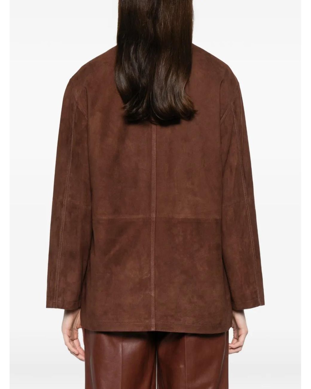 Arma Elsa Front-Pocket Leather Jacket in Brown | Lyst