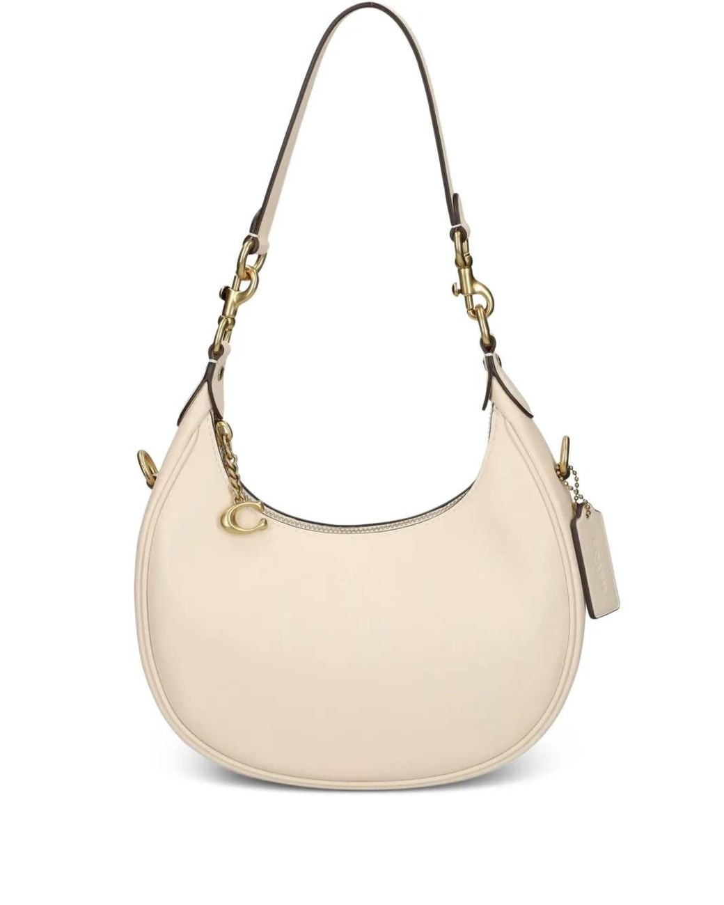 COACH Small Jonie 22 Half-Moon Leather Shoulder Bag in Natural | Lyst