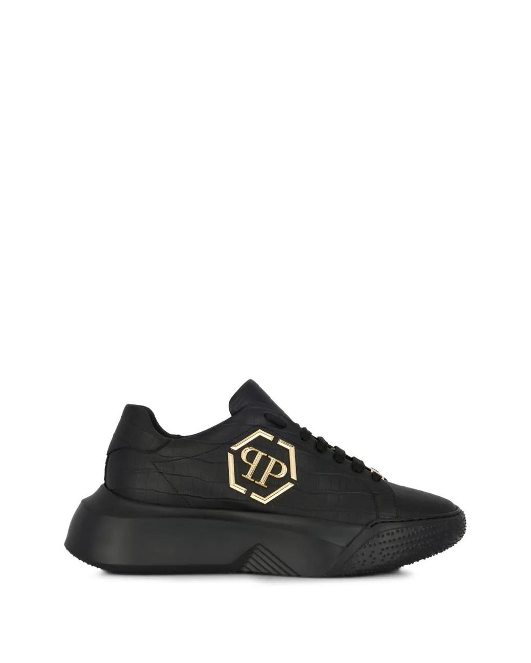 Philipp Plein Crocco Godzilla Runner Sneakers in Black | Lyst UK