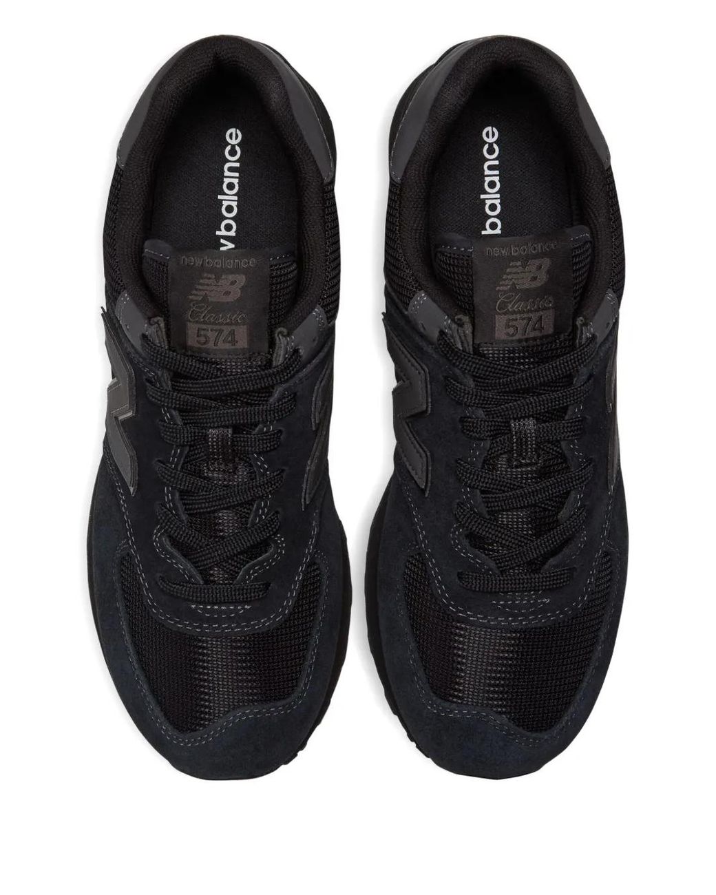 New Balance 574 Logo-Patch Lace-Up Sneakers in Black | Lyst