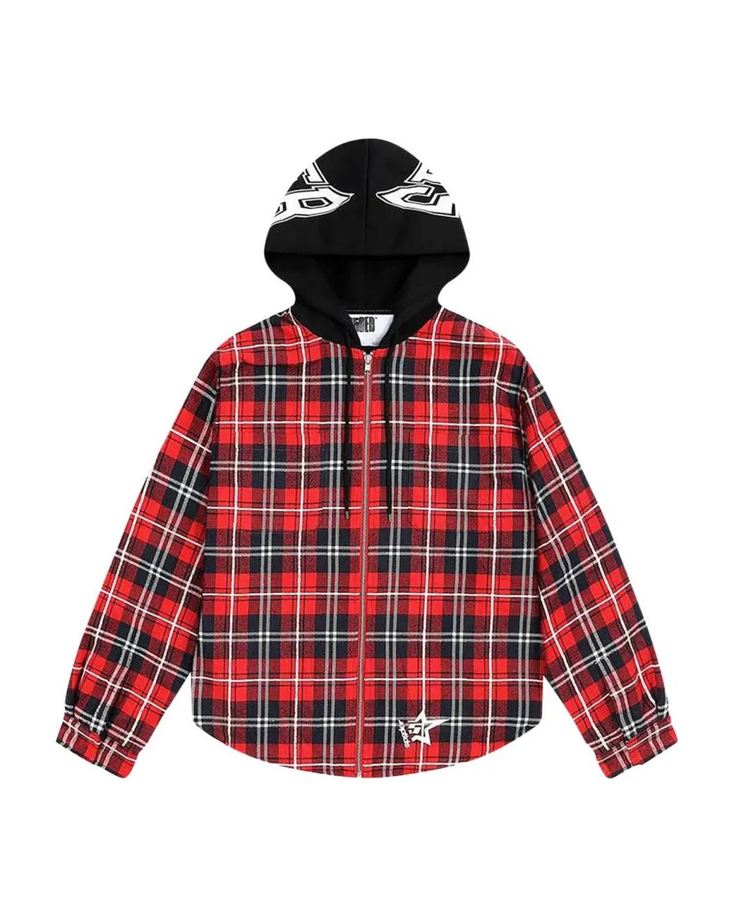 Sp5der Hooded Zip Flannel Hooded Jacket in Red for Men | Lyst