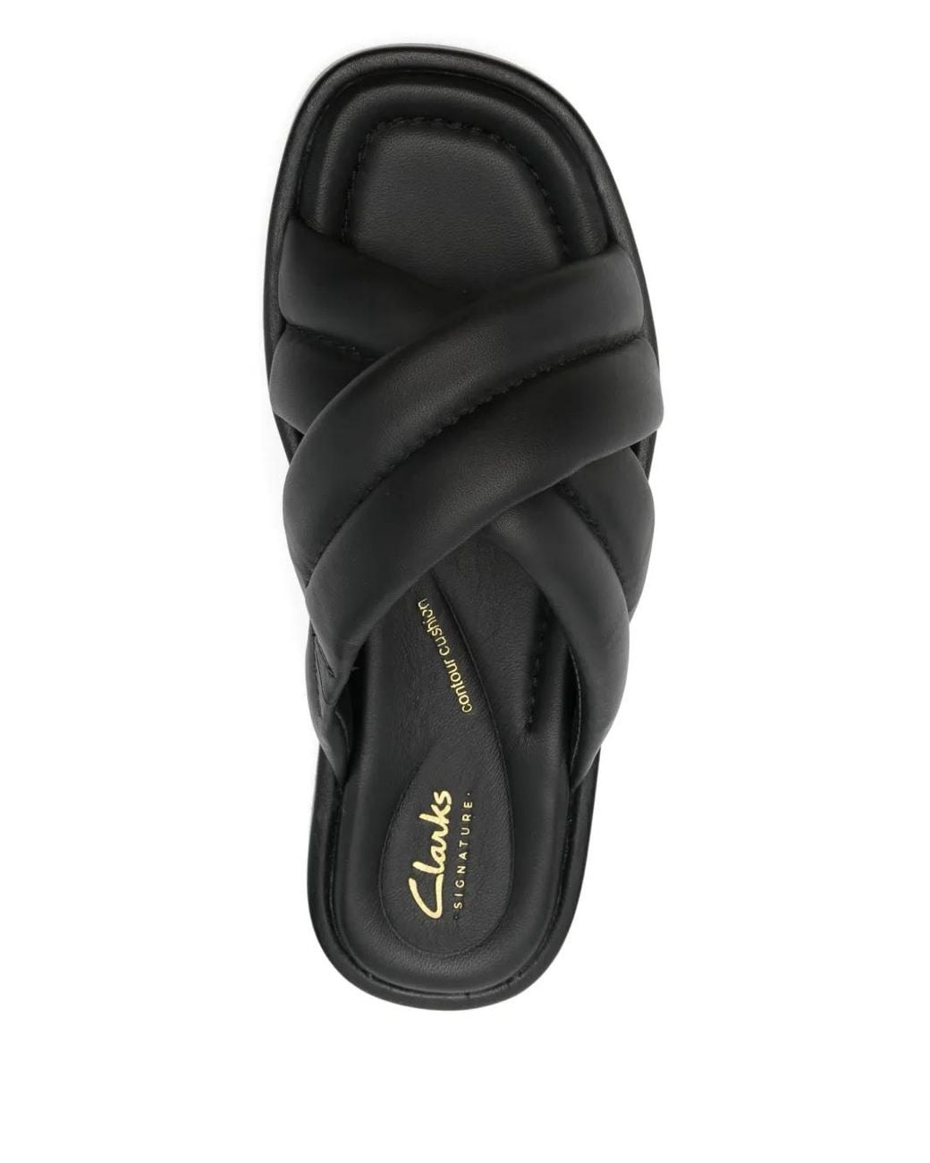 Clarks 35Mm Alda Quilted Cross-Strap Sandals in Black | Lyst