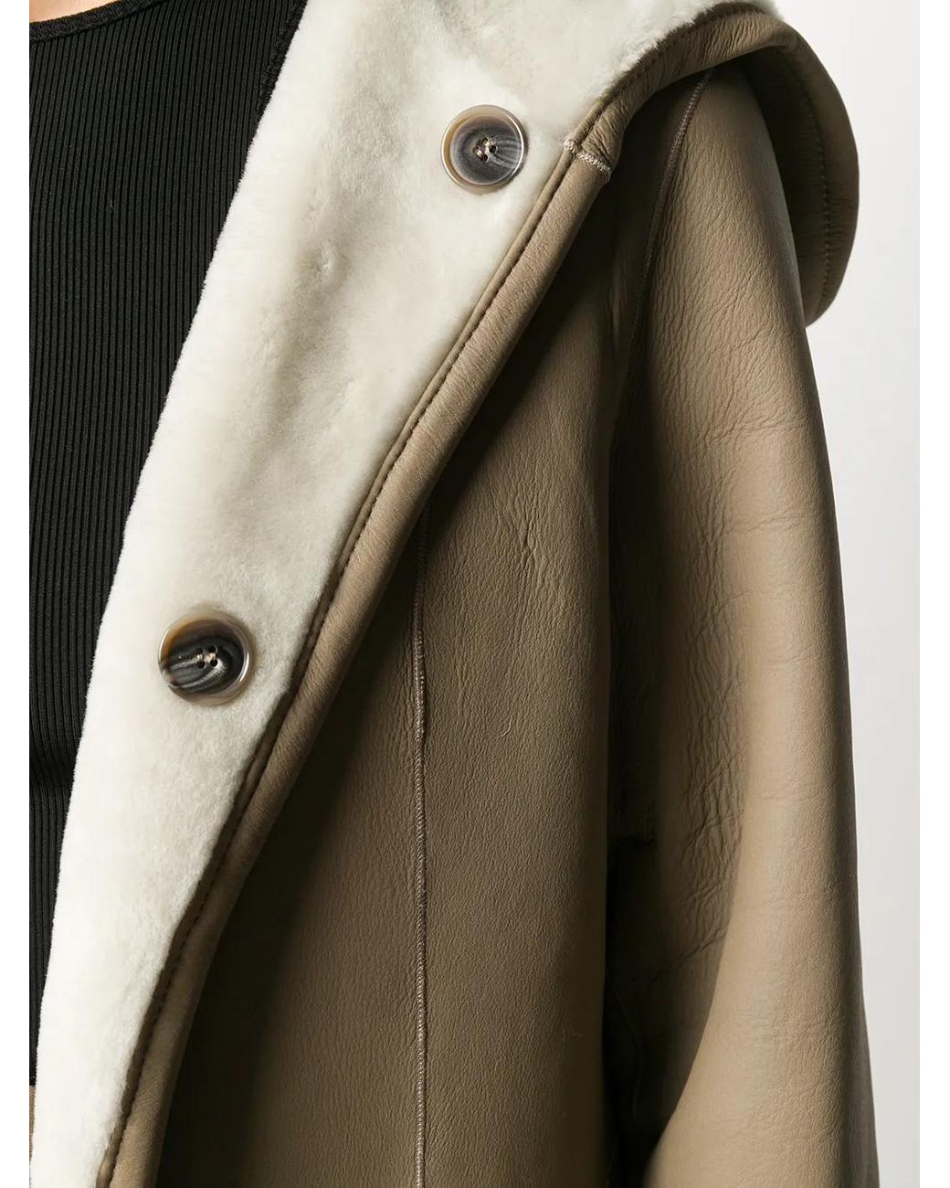 Liska Reversible Hooded Leather Coat in Natural | Lyst