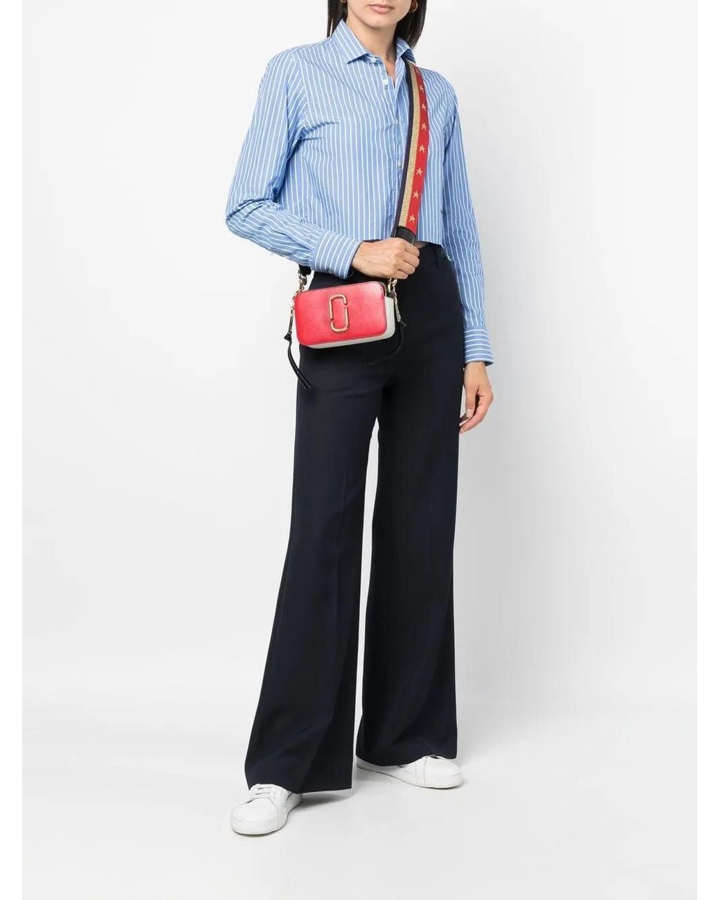 Marc Jacobs Americana Snapshot Leather Shoulder Bag in Red | Lyst