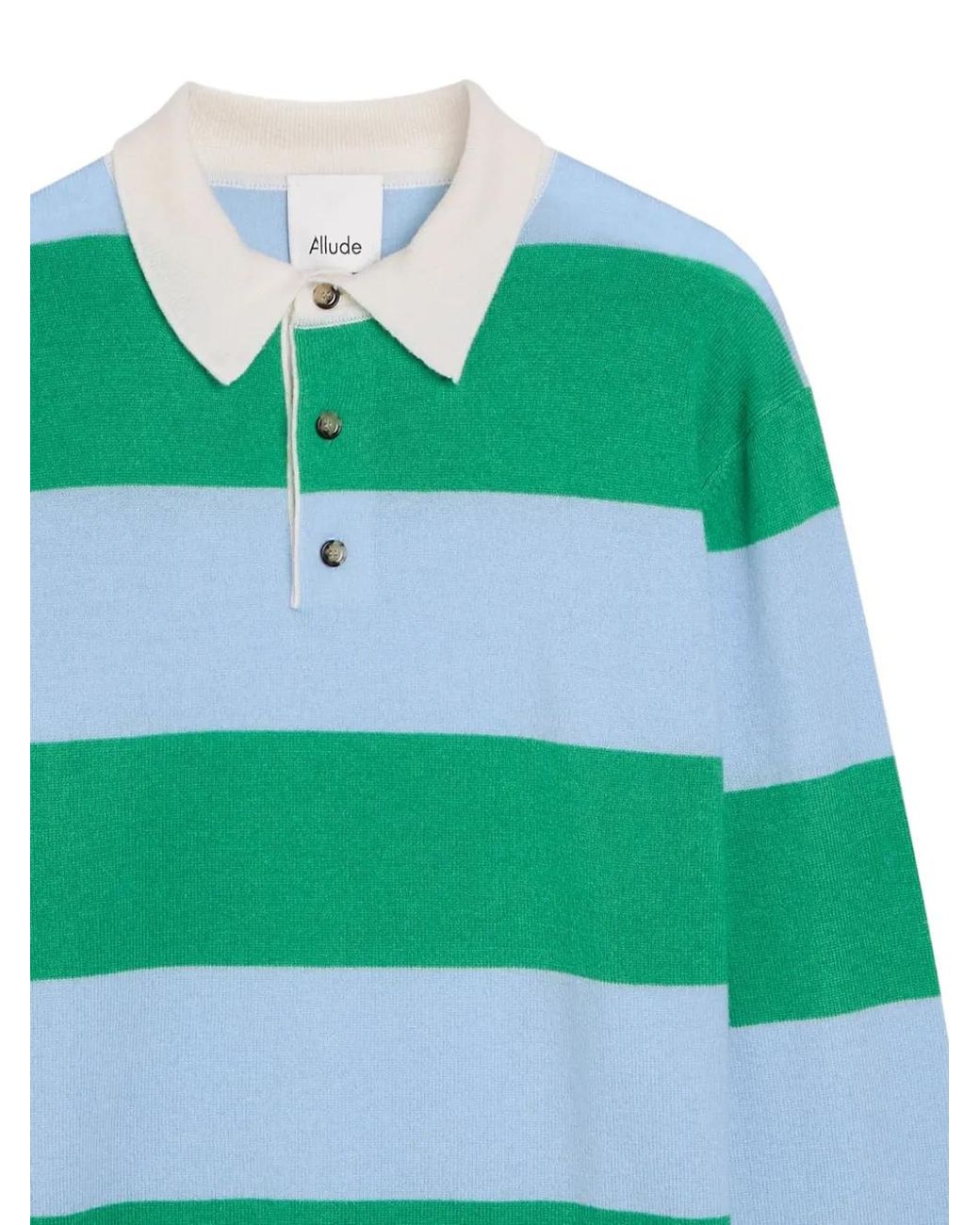 Allude Striped Buttoned Polo Shirt in Green for Men | Lyst