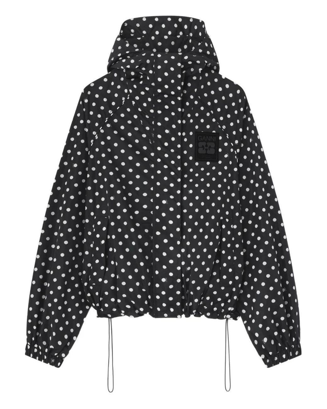 Ganni Polka-Dot Hooded Jacket in Black | Lyst