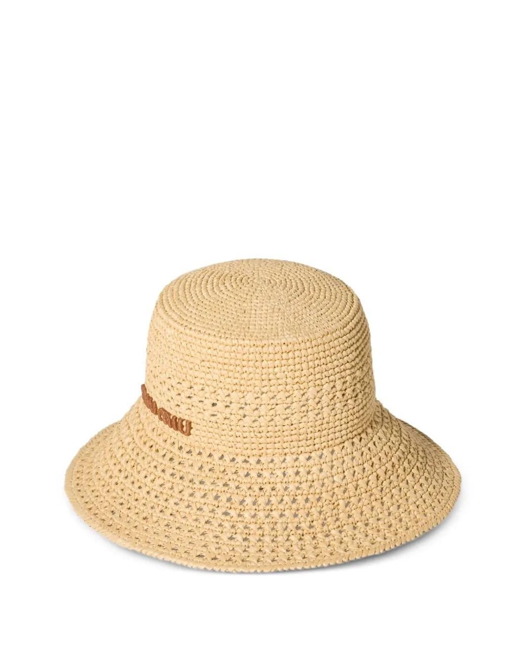 Miu Miu Woven Raffia Bucket Hat in Natural | Lyst