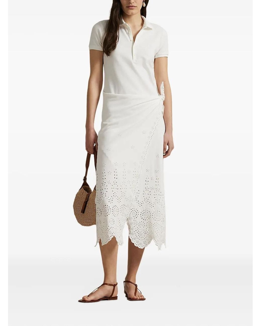 Polo Ralph Lauren Polo Shirt Maxi Dress in White | Lyst