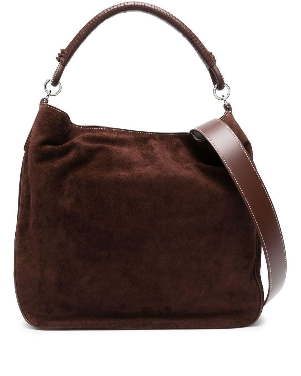 STAUD Perry Suede Shoulder Bag in Brown | Lyst