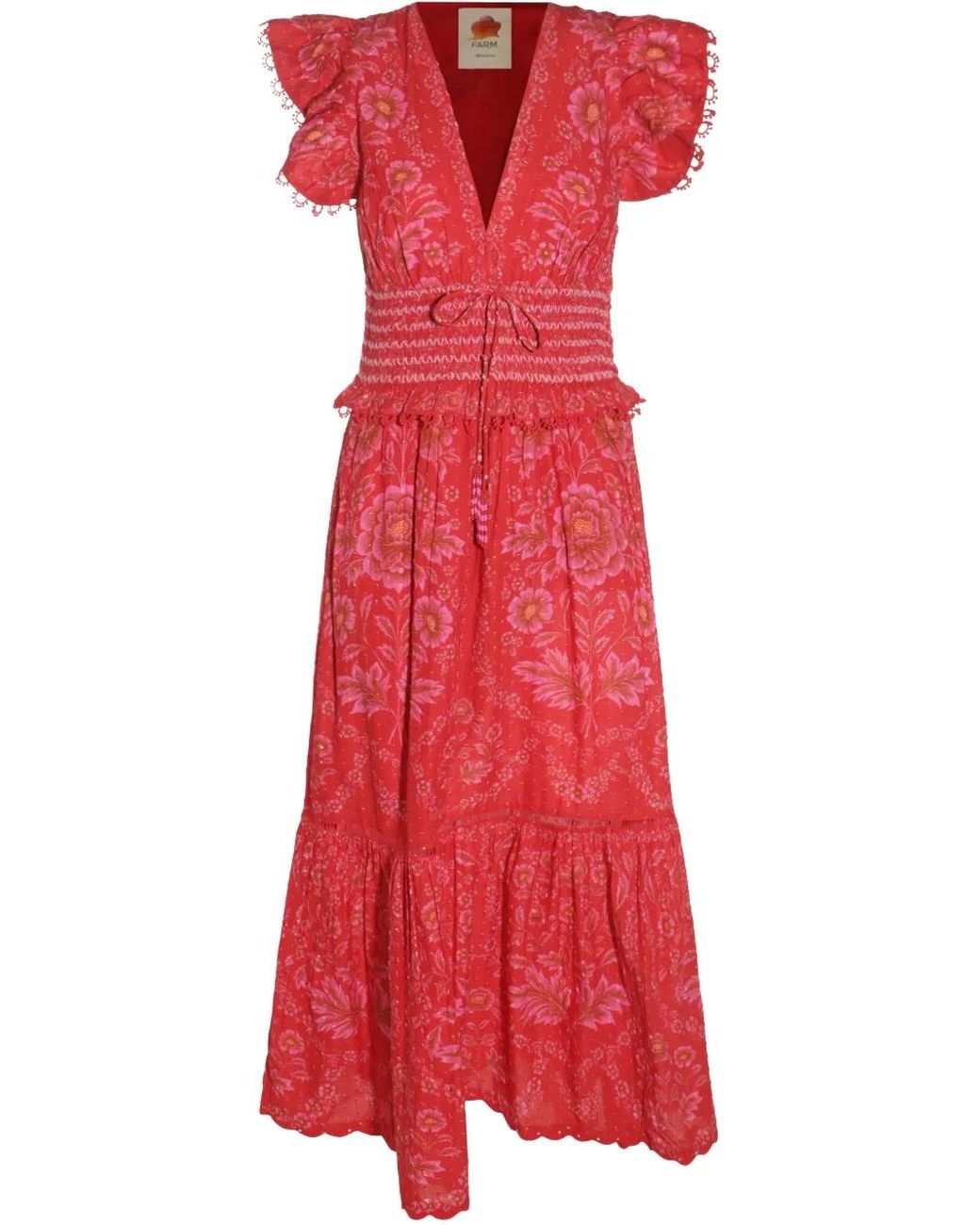 FARM Rio Floral-Print Maxi Dress in Red | Lyst