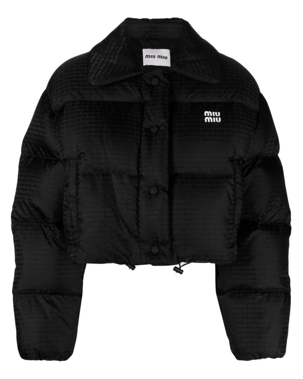 Miu Miu Logo-print Puffer Jacket in Black | Lyst UK