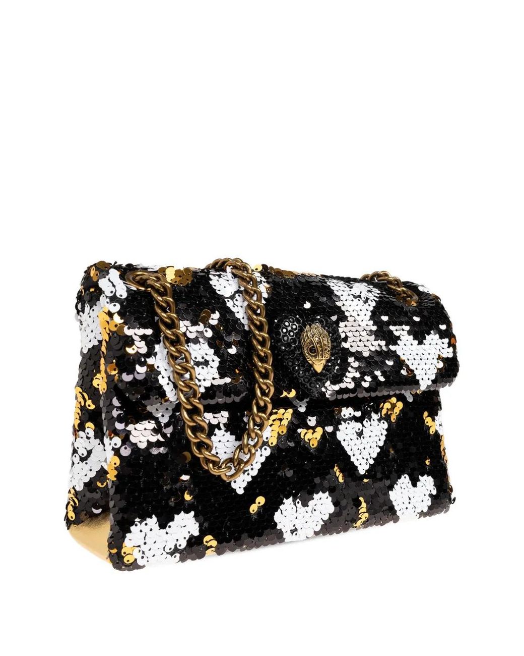 Kurt Geiger Sequin Heart Chain Shoulder Bag in Black | Lyst