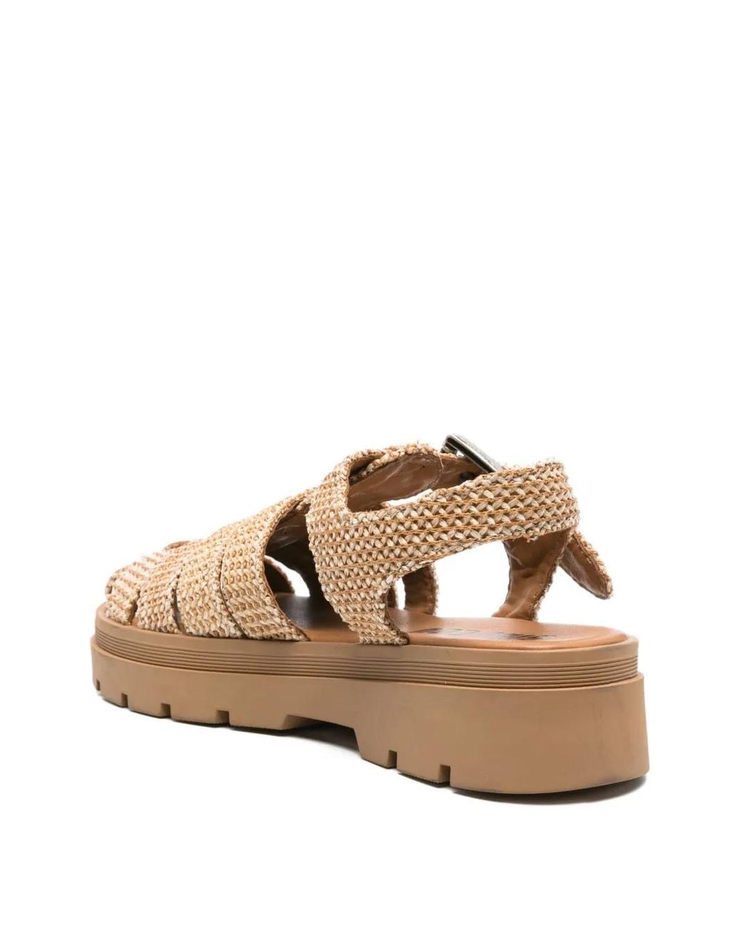 Bibi Lou Woven-Texture Flat Sandals in Natural | Lyst