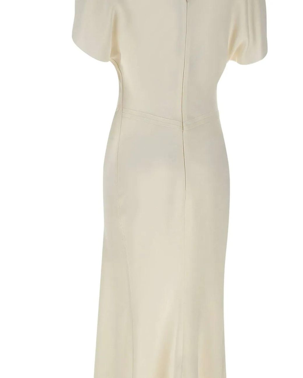 Victoria Beckham Bela Pleated V-Back Dress in White | Lyst UK