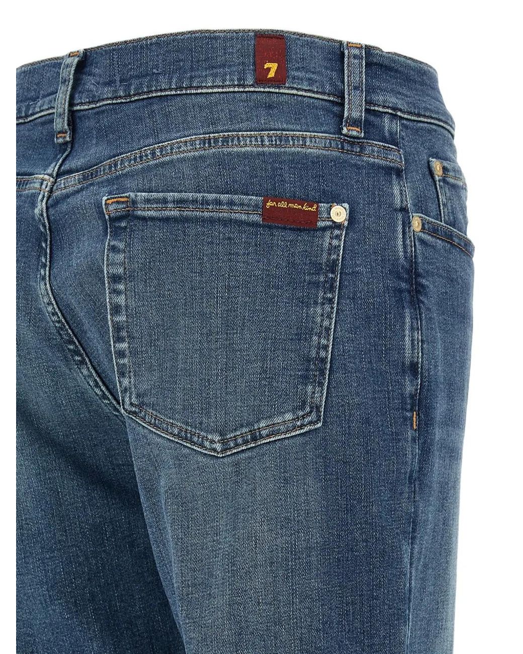 7 For All Mankind Turn-Up Hem Jeans in Blue | Lyst UK
