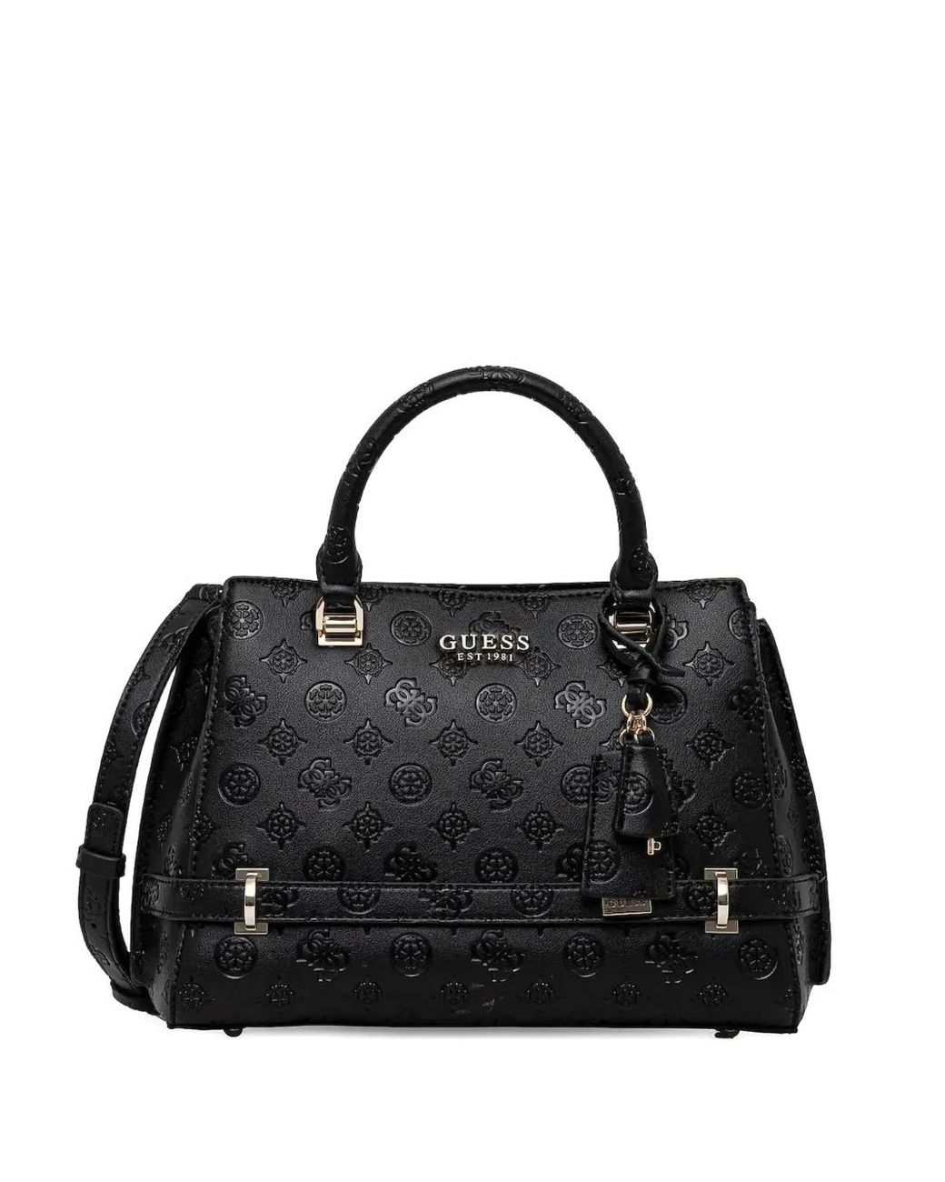 Guess Zarela Monogram-Embossed Tote Bag in Black | Lyst