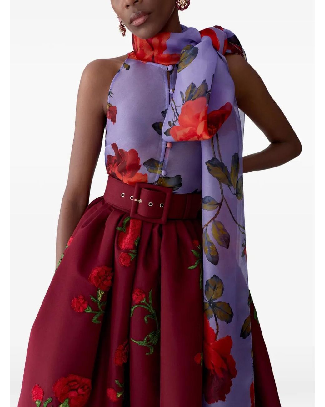 Carolina Herrera Faille Icon Belt in Red | Lyst