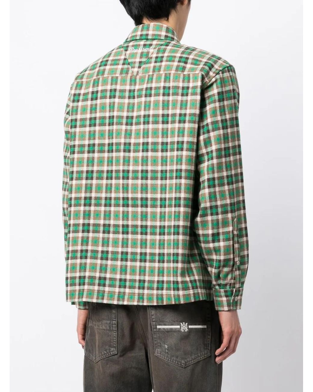 Represent Plaid-Check Print Shirt in Green for Men | Lyst