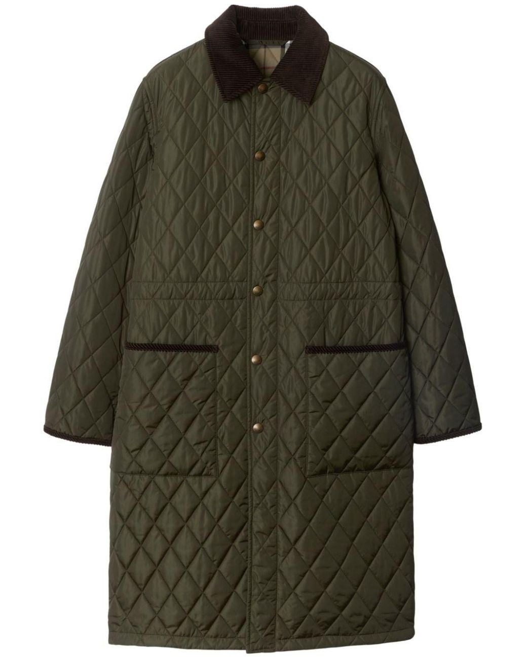 Burberry Quilted Car Coat in Green | Lyst