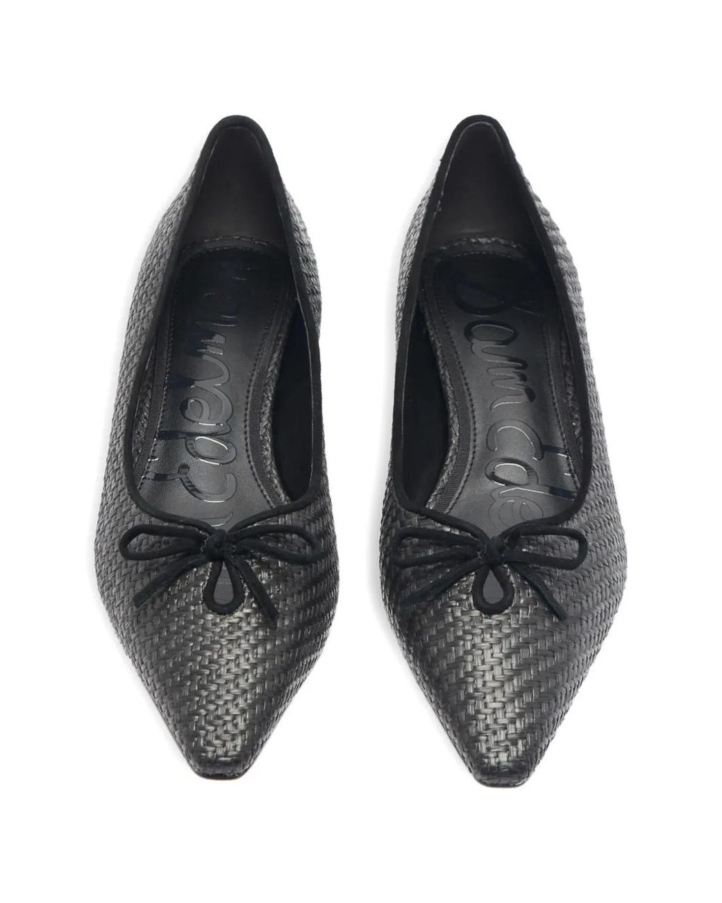 Sam Edelman Esmira Bow Woven Ballet Flat Pumps in Black | Lyst