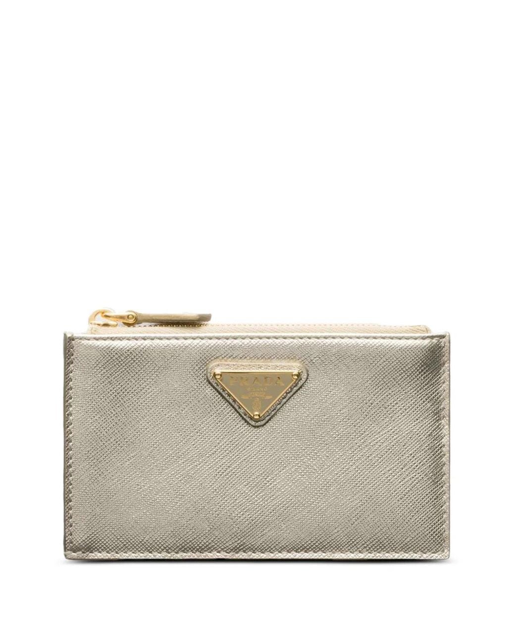 Prada Logo Zip Wallet in Grey | Lyst UK