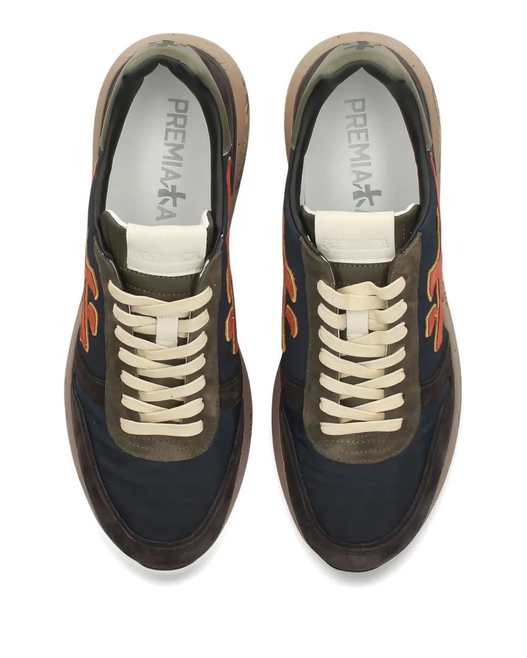 Premiata Mick Suede-Panelled Logo Sneakers in Brown for Men | Lyst