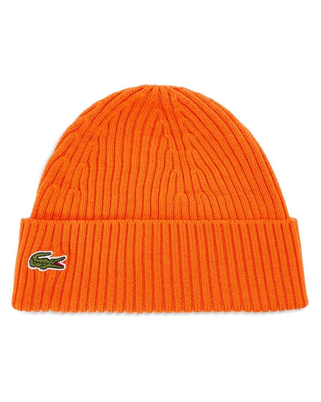 Lacoste Logo-Embroidered Beanie in Orange for Men | Lyst UK