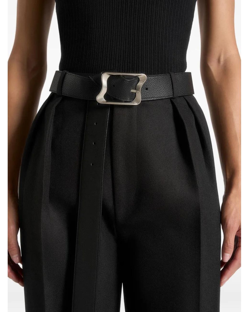 Manière De Voir Eleanor Suede & Faux-Leather Buckle-Fastening Belt in ...