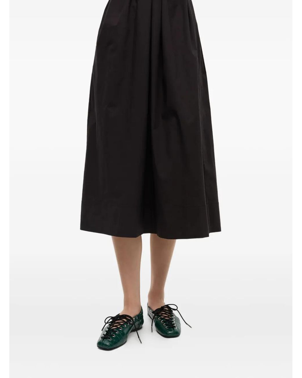 Ganni Lace-Up Ballet Flats in Green | Lyst