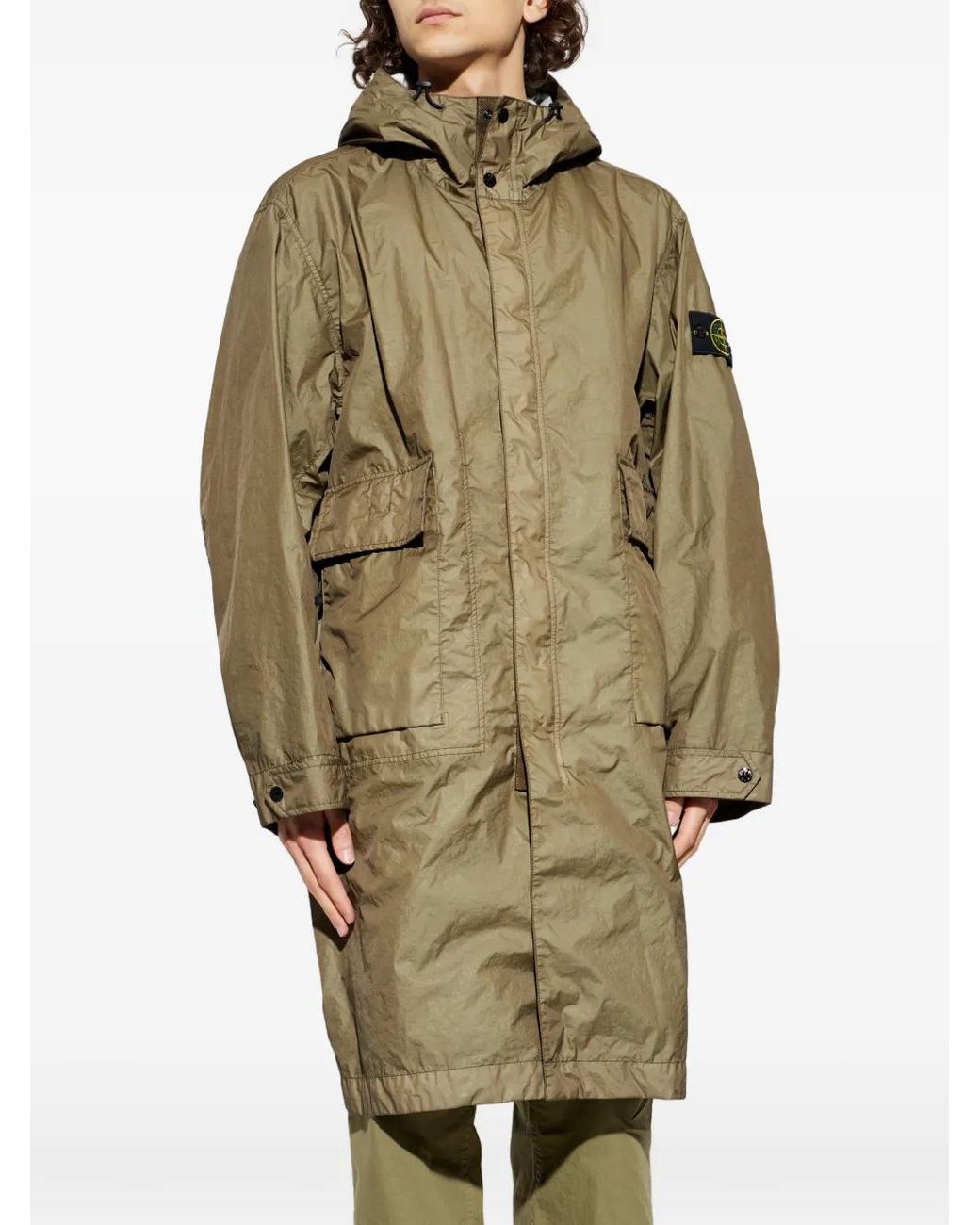 Stone Island Membrana 3L Tc Hooded Coat in Natural for Men | Lyst