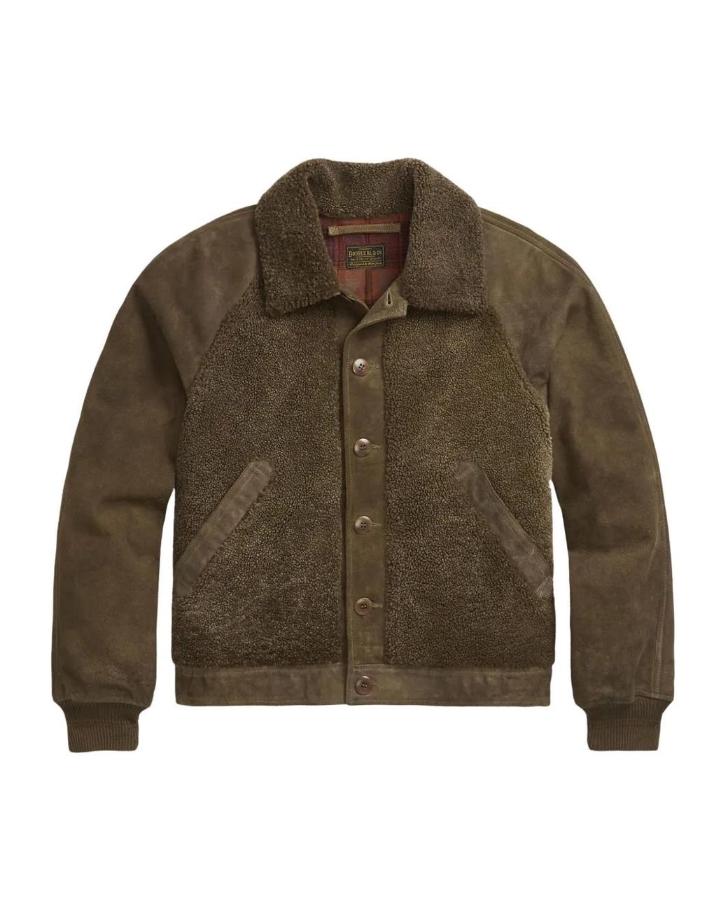 RRL Shearling Biker Jacket in Green for Men | Lyst
