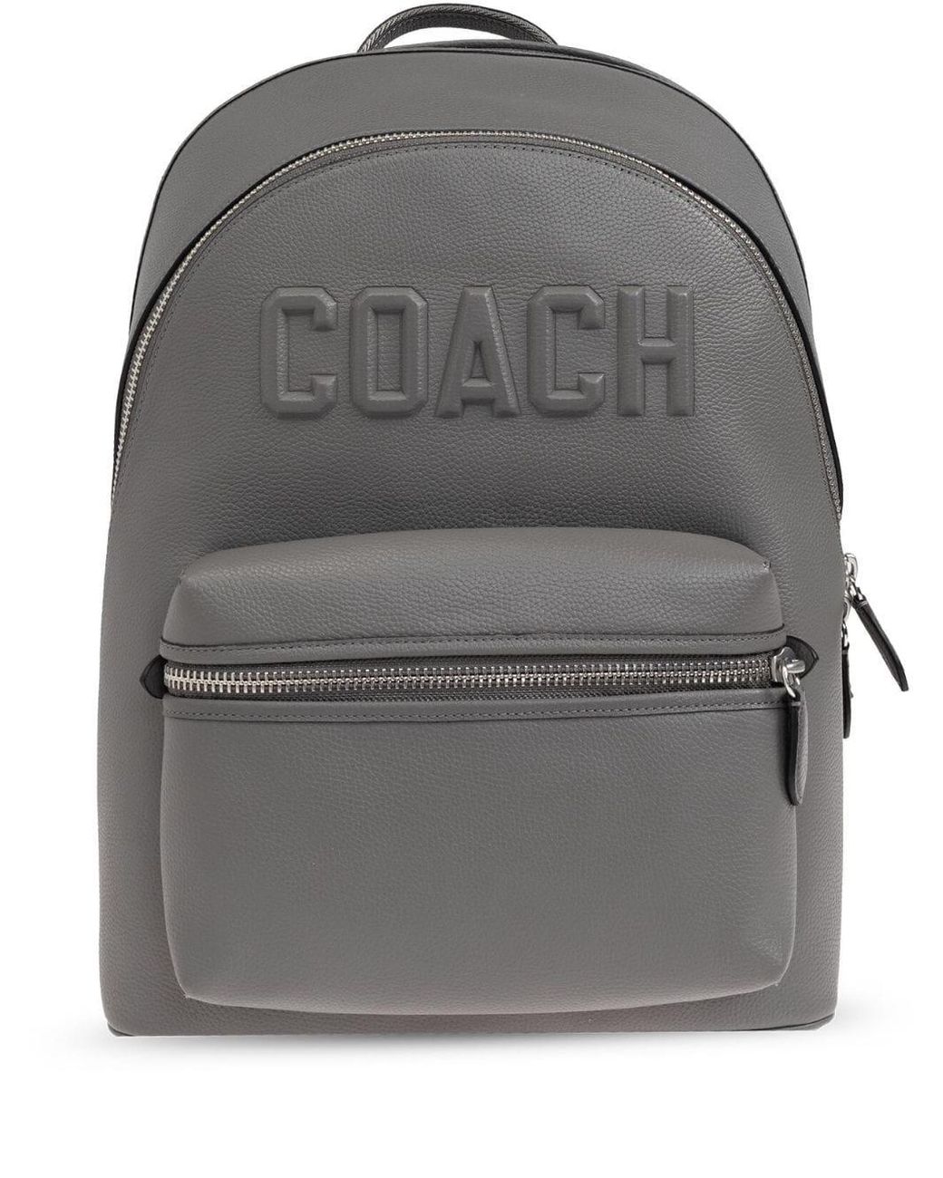 COACH Logo-Embossed Leather Backpack in Gray for Men | Lyst